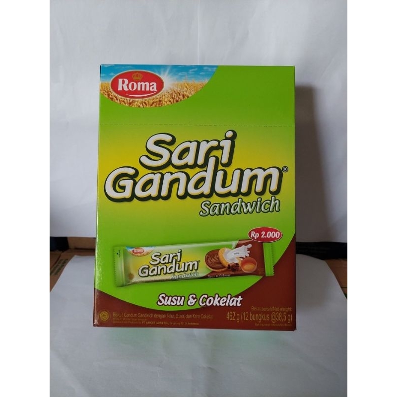 Jual ROMA SARI GANDUM SANDWICH COKLAT || 1 BOX ISI 12 bks | Shopee ...