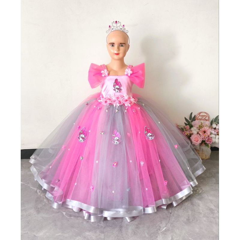 Jual Gaun Pesta Anak Perempuan Tema My Melody Gaun Pesta Anak Gambar