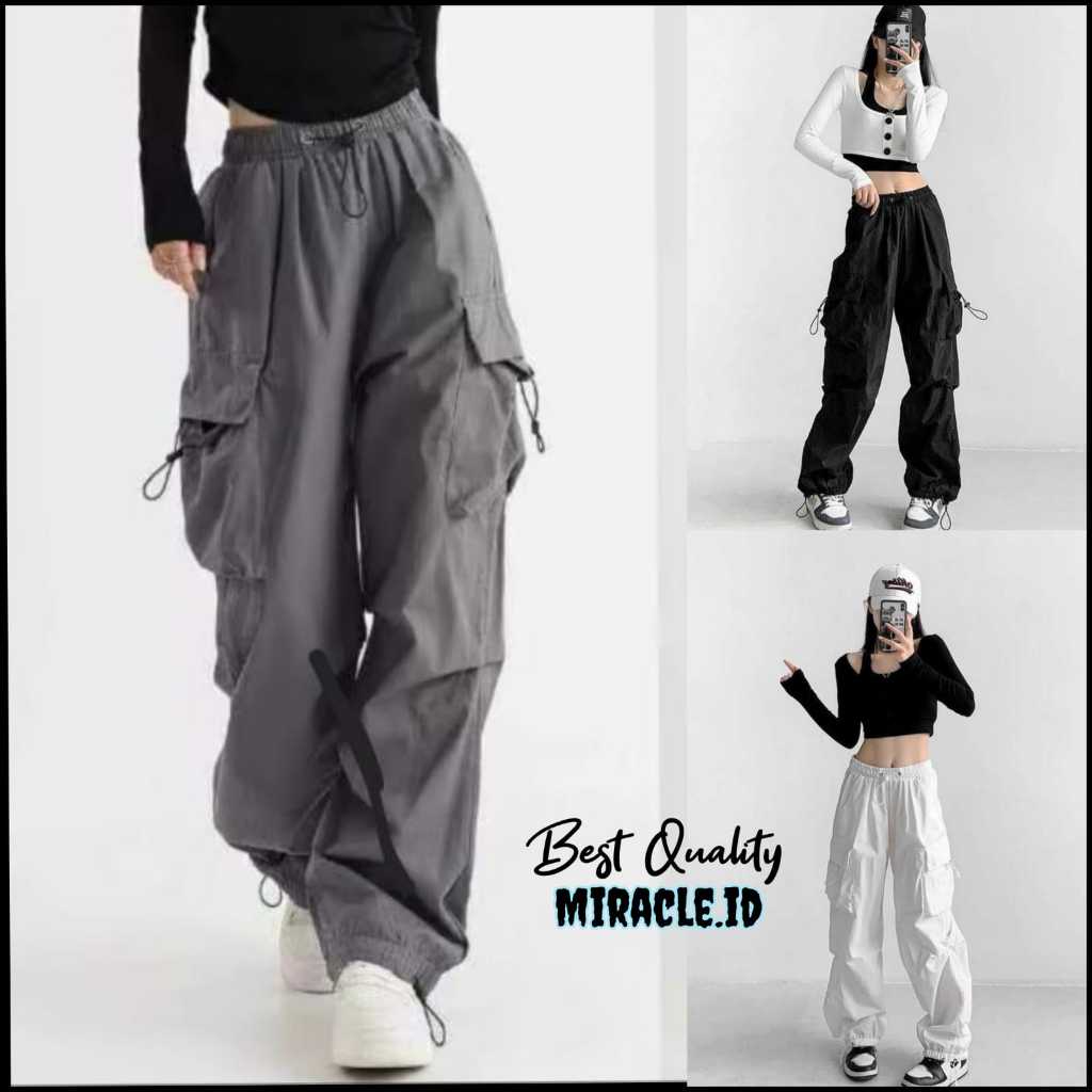 Jual Kiya Cargo Pants Wanita Highwaist Loose Korean Style Jumbo Celana Kargo Wanita Terbaru ...