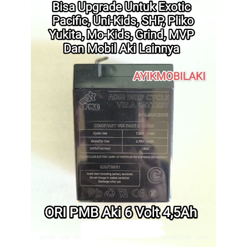 Jual Aki ORI PMB 6 Volt 4,5 - 7 Amper Kwalitas Tinggi, Dijamin ORI PMB ...