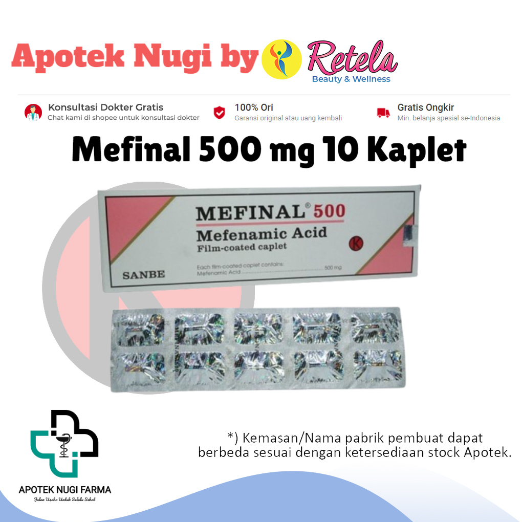 Jual Mefinal 500 mg 10 Kaplet / Asam Mefenamat / Sakit Gigi / Anti ...