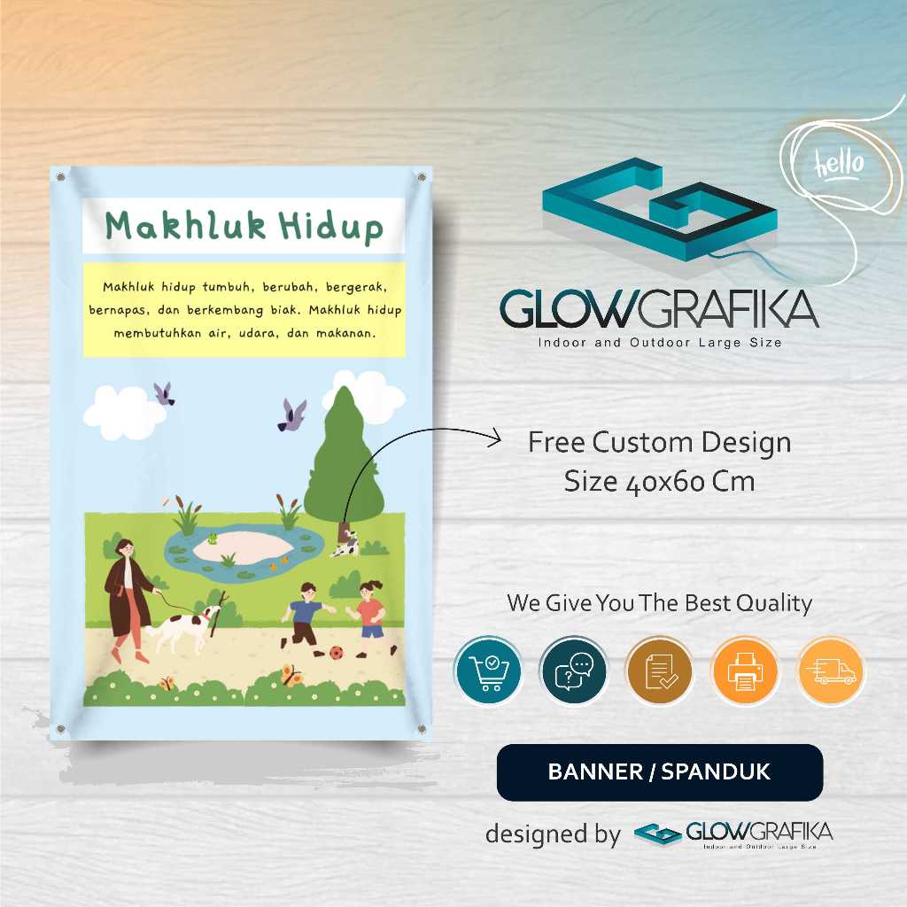 Jual Cetak Spanduk Banner Biru Kuning Berwarna Makhluk Hidup | Shopee ...