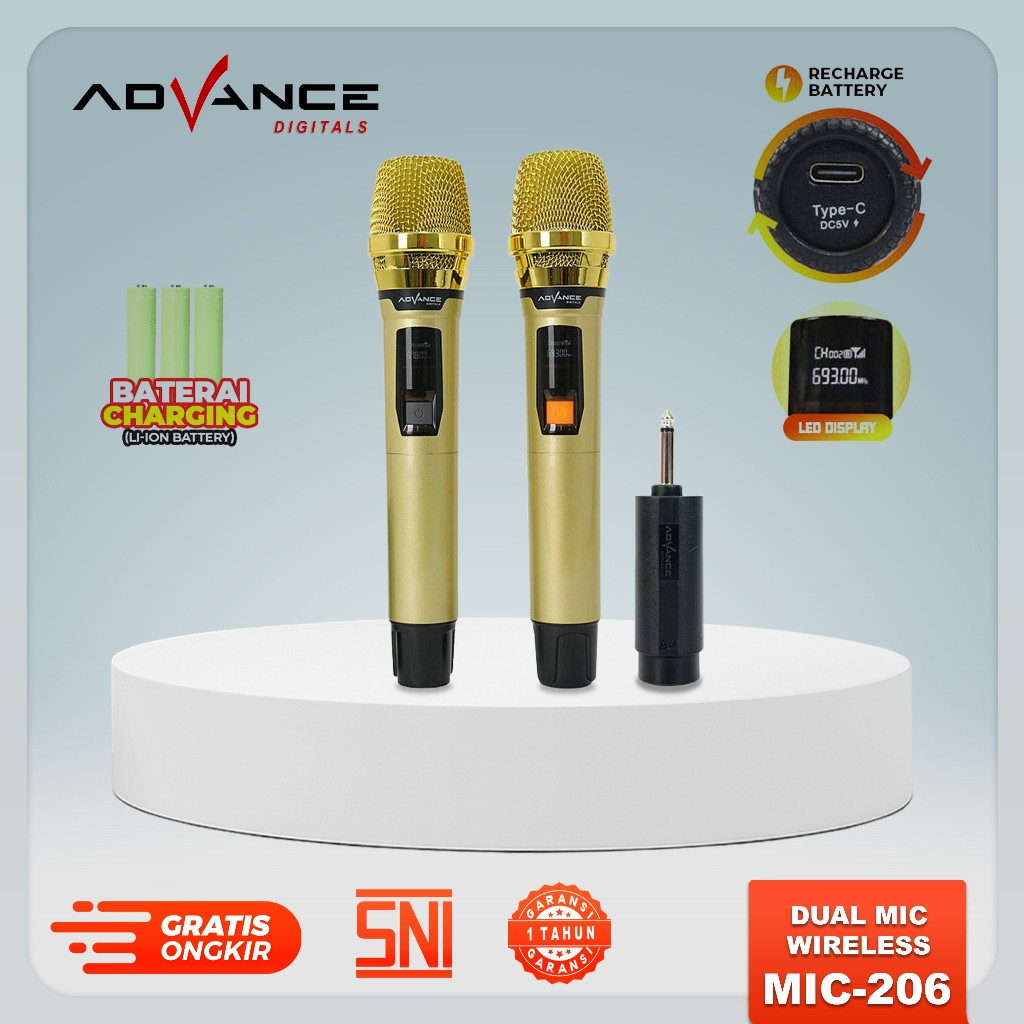 Jual Advance Microphone Wireless Mikrofon Bluetooth ( MIC-206 , MIC-101PRO , MIC-103 ) Garansi ...