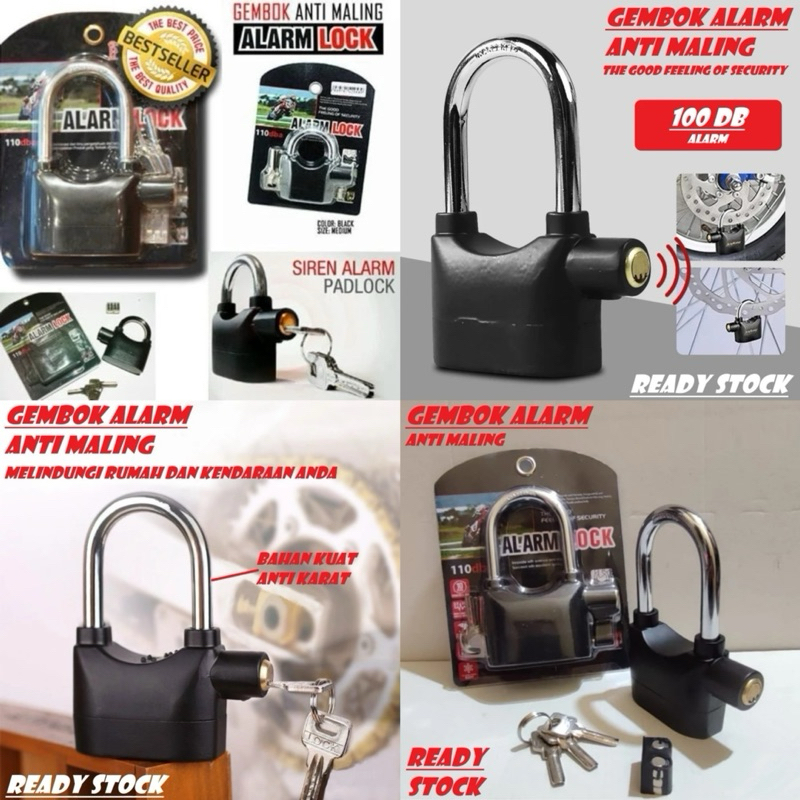 Jual Gembok Alarm Anti maling / Gembok rumah anti maling/ gembok motor ...
