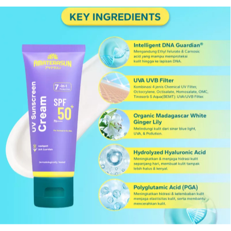 Jual AMATERASUN [REAL SPF Certified] UV Sunscreen Cream SPF 50+ PA++++ | kulit normal-kering ...