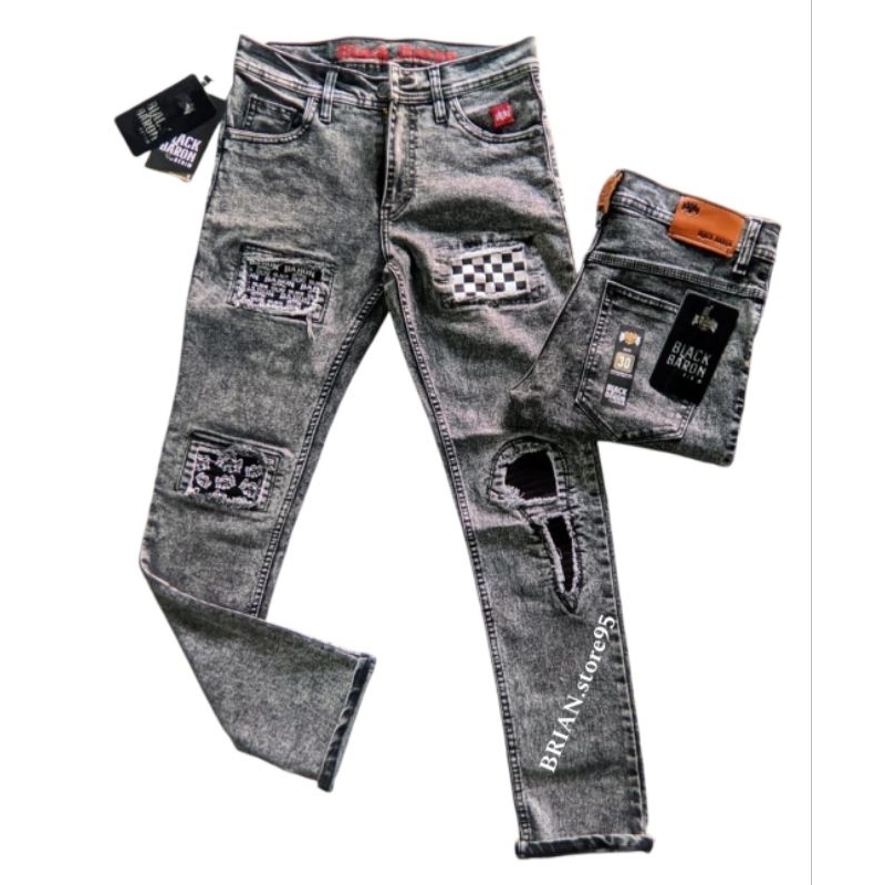 Jual CELANA JEANS PANJANG PRIA SOBEK RUCAS/ CELANA JEANS BLACK BARON ...