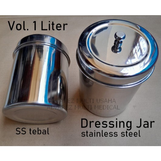 Jual Dressing Jar / Kom Kapas SS / COM Stainless 1 Liter / Kom Tutup SS ...