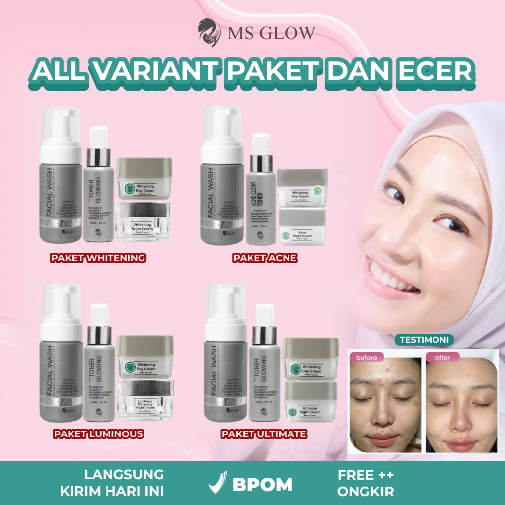 Jual MS Glow Beauty Paket New & Paket Lama All Variant Mengatasi Masalah Jerawat Gratis Ongkir ...