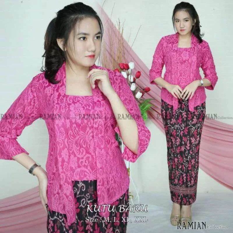 Jual Setelan Kebaya Kutubaru Brokat Mix Rok Plisket/Kebaya Wisuda Kartini Modern | Shopee Indonesia