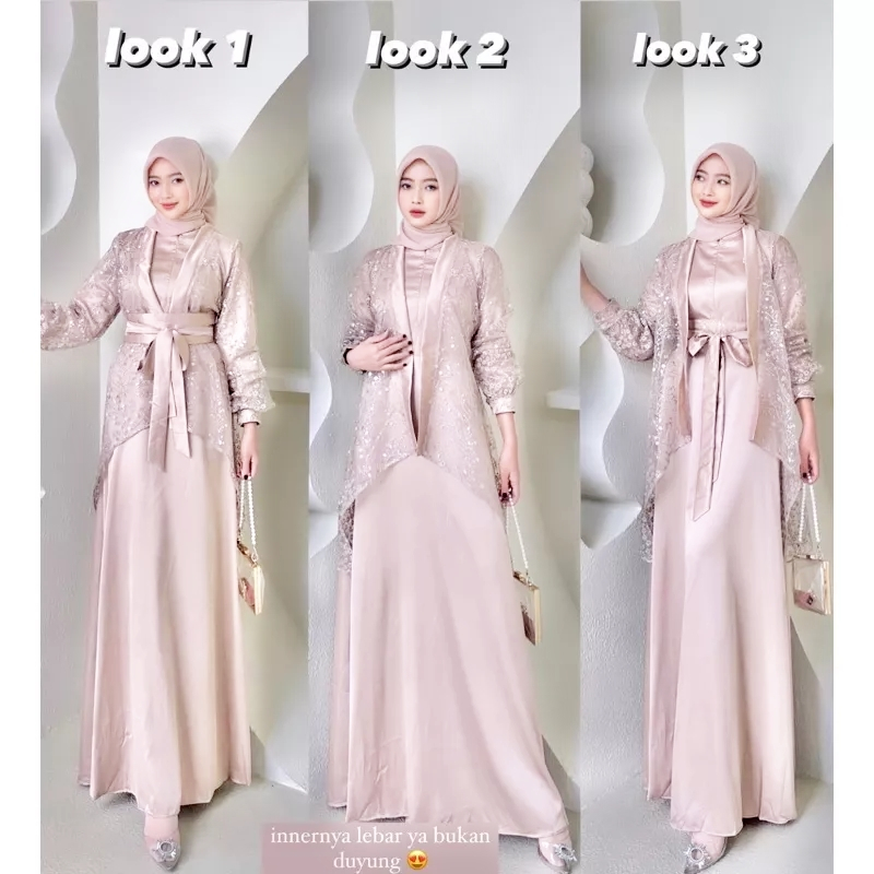 Jual Fuji Dress satu Set Inner Outer Kimono Queenbee Fashion Gamis ...