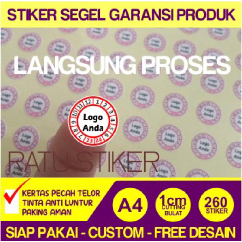Jual Cetak INSTANT Stiker Segel Garansi Cutting Bulat 1Cm Kertas Pecah ...