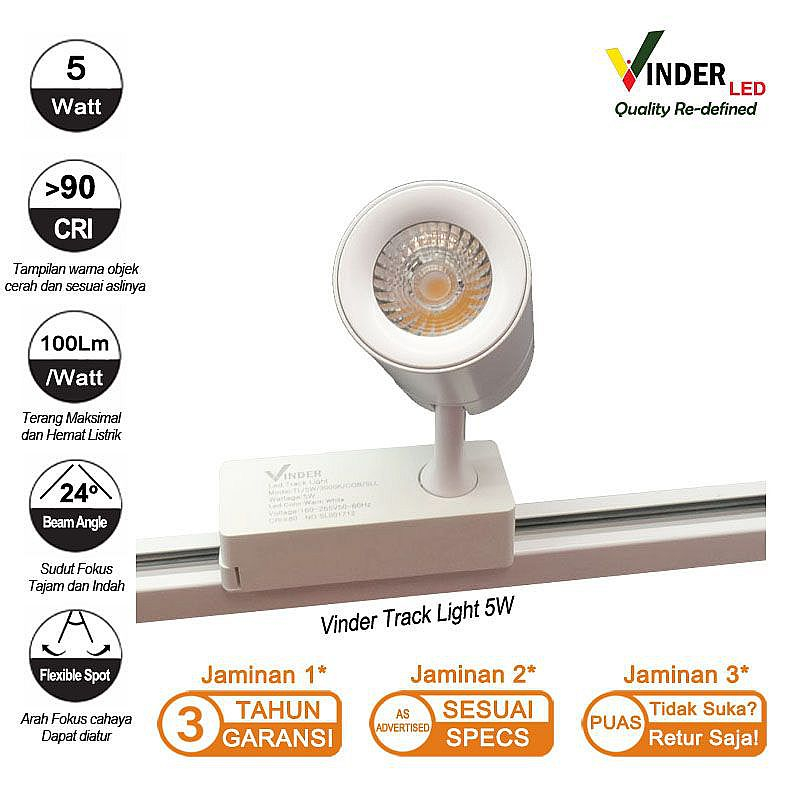 Jual Vinder Track Spot Light Rail Rell 5 watt 5w 5watt Spotlight ...