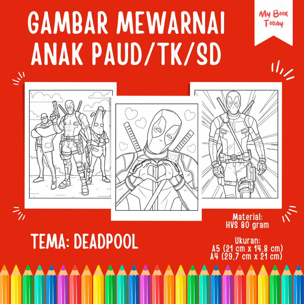 Jual [My Book Today] Lembar Kertas Sketsa Gambar Mewarnai untuk Anak ...