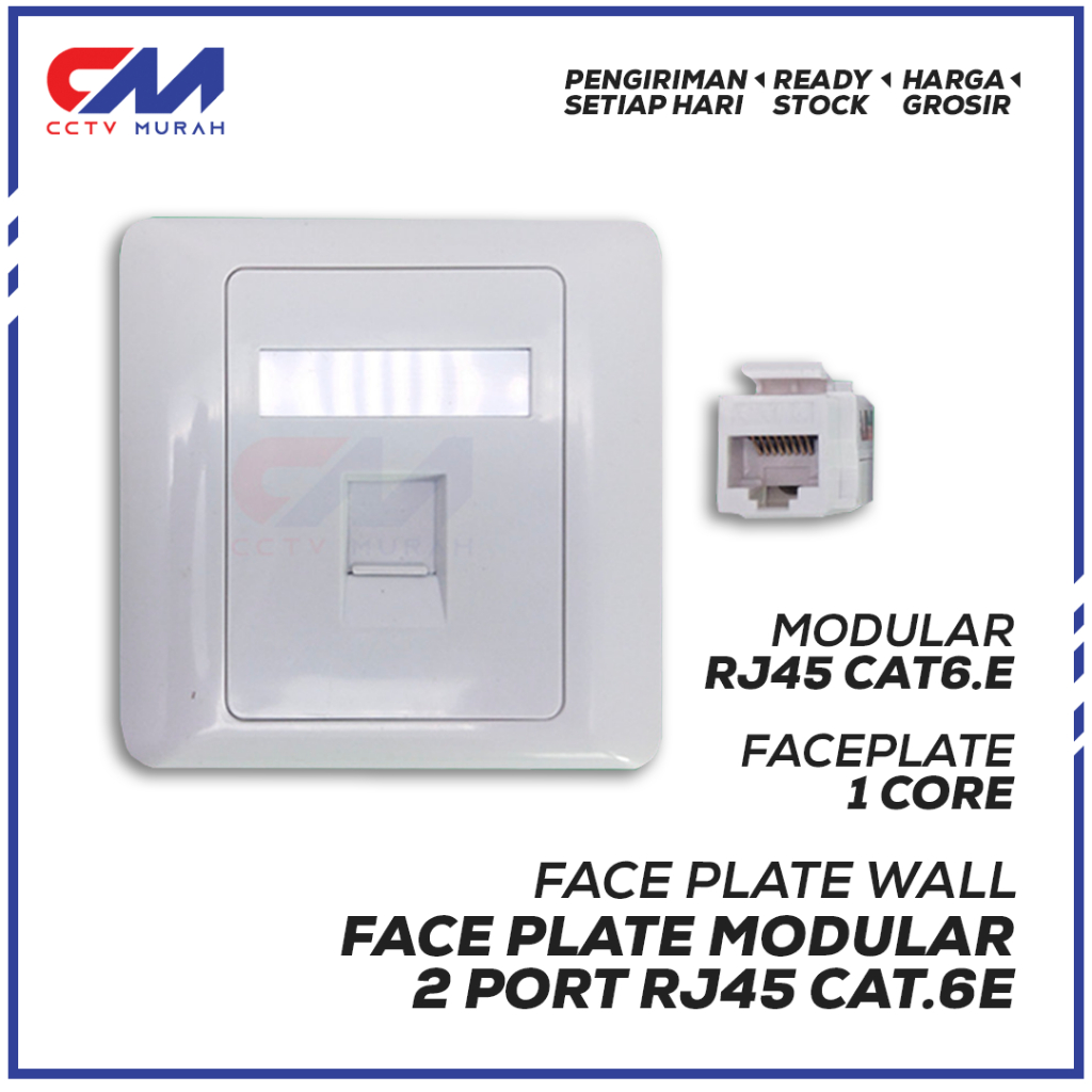 Jual FACE PLATE LAN RJ45 WALL PLATE 1 PORT+1*MODULAR CAT 6E | Shopee ...