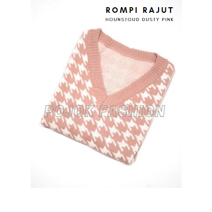 Jual Rompi Rajut Wanita motif Houndstooth Vneck Hight Quality pojok ...