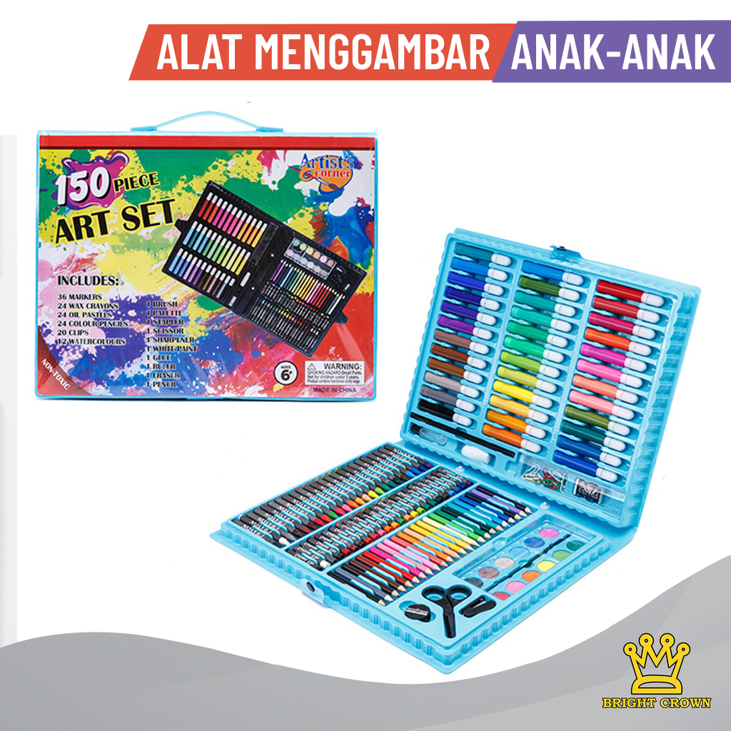 Jual BrightCrown Pensil Warna Crayon Set Isi 208pcs & 150pcs / Crayon ...