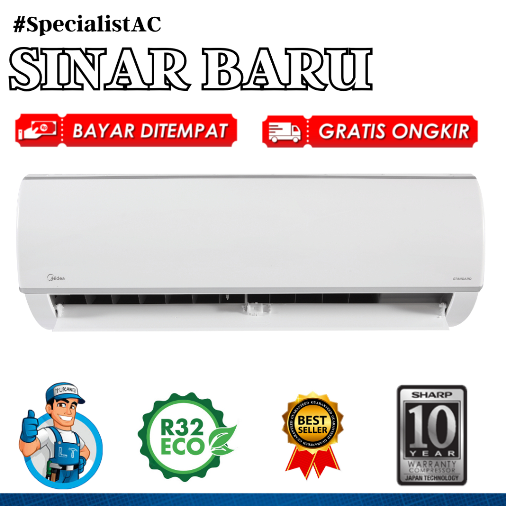 Jual AC MIDEA 1/2 PK - MSFC 05CRN2X - Gold Fin - Hemat Listrik - 350W ...