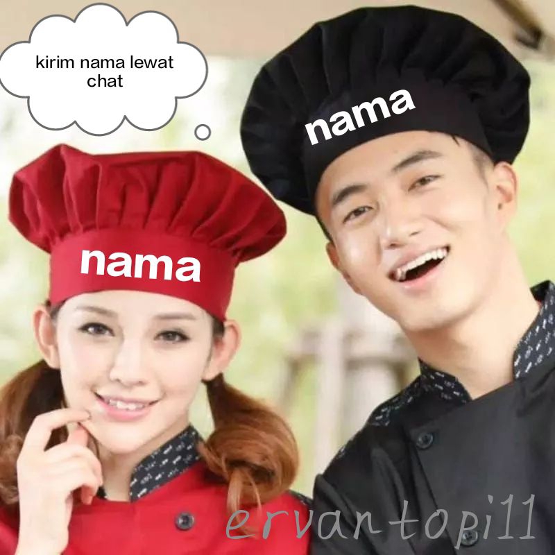 Jual Topi Chef Pria Wanita Bisa Pake Nama Suka Suka Topi Murah | Shopee ...