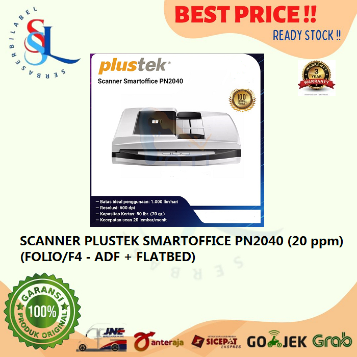 Jual SCANNER PLUSTEK SMARTOFFICE PN2040 (20 ppm) (FOLIO/F4 - ADF ...