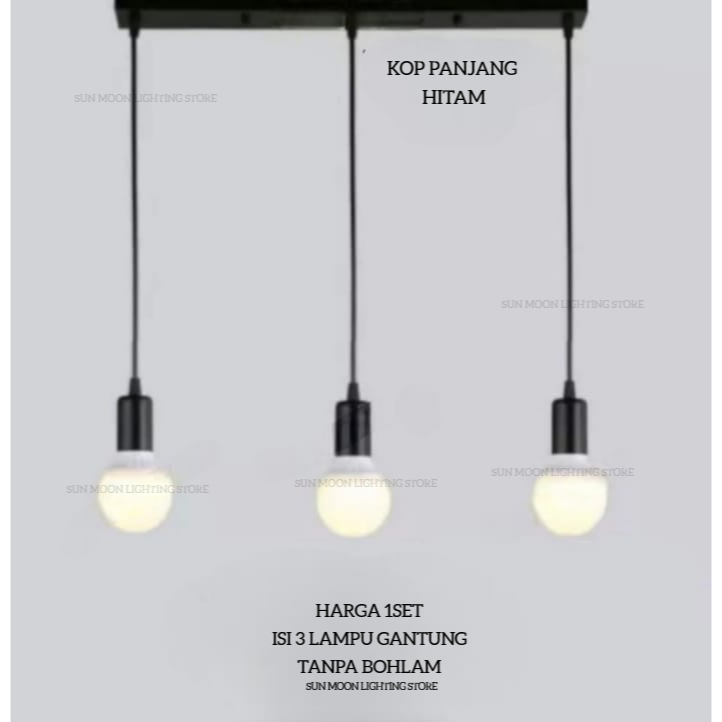 Jual lampu gantung fiting 3 lampu minimalis 3in1 void panjang meja makan | Shopee Indonesia