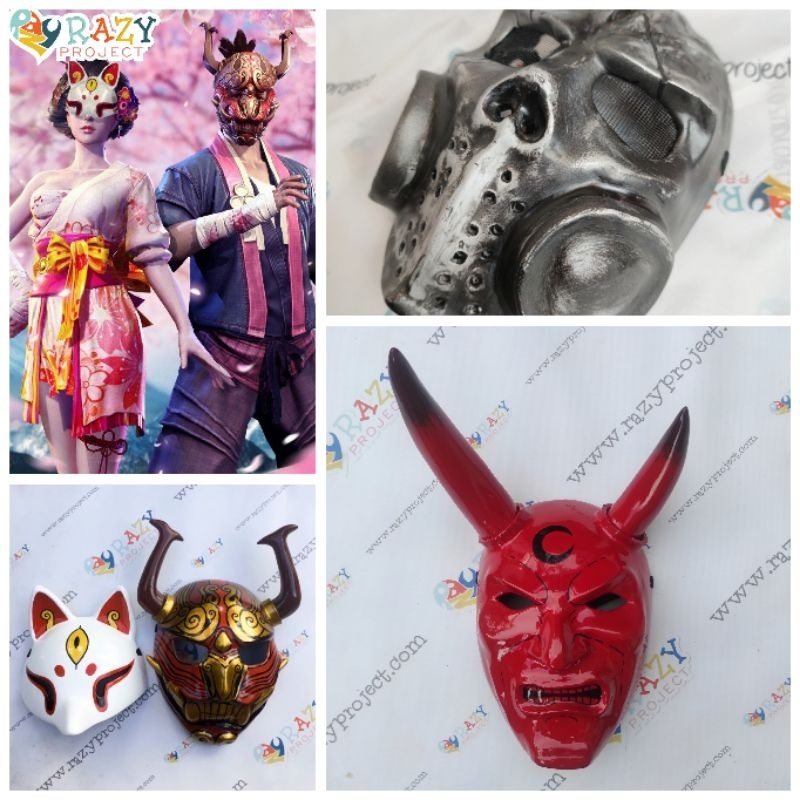 Jual Fre Fire Oni Kitsune Sakura Skin Game Mask Topeng Kayu Cosplay ...