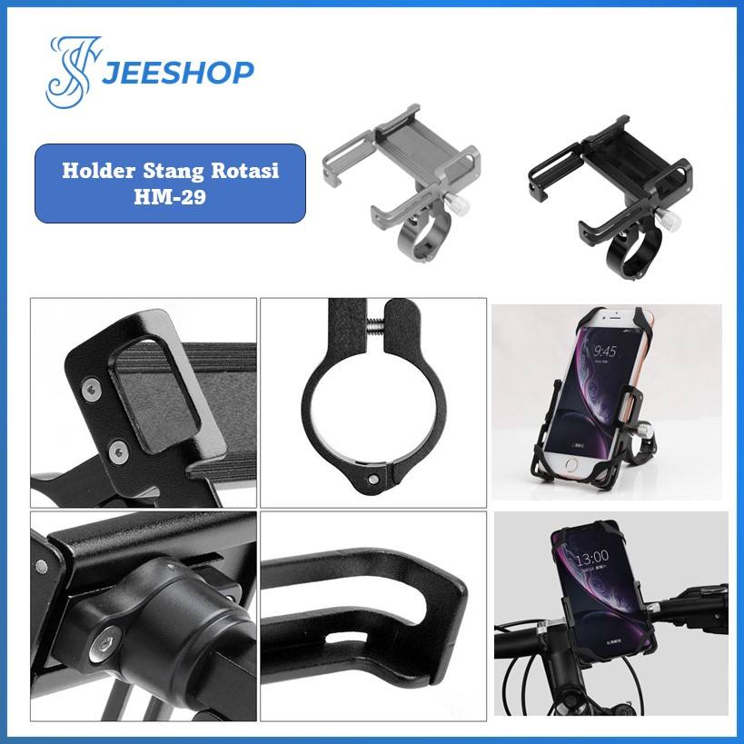 Jual Holder Stang Motor HM-29 Full Besi Phone Stand Holder Penyangga Hp 360 | Shopee Indonesia