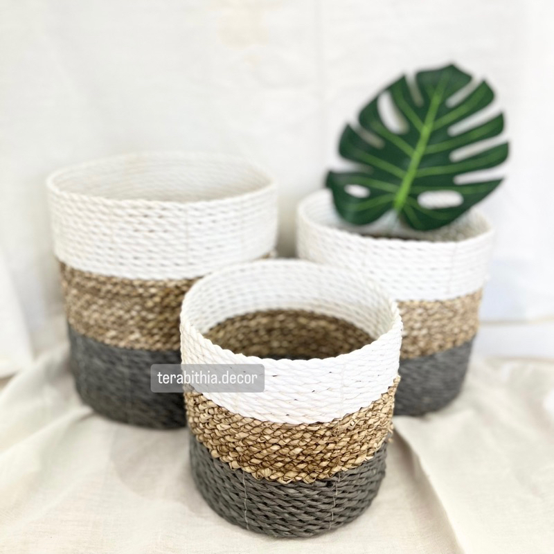 Jual Cover Pot anyaman seagrass pandan laut/ pot tanaman / pot meja ...