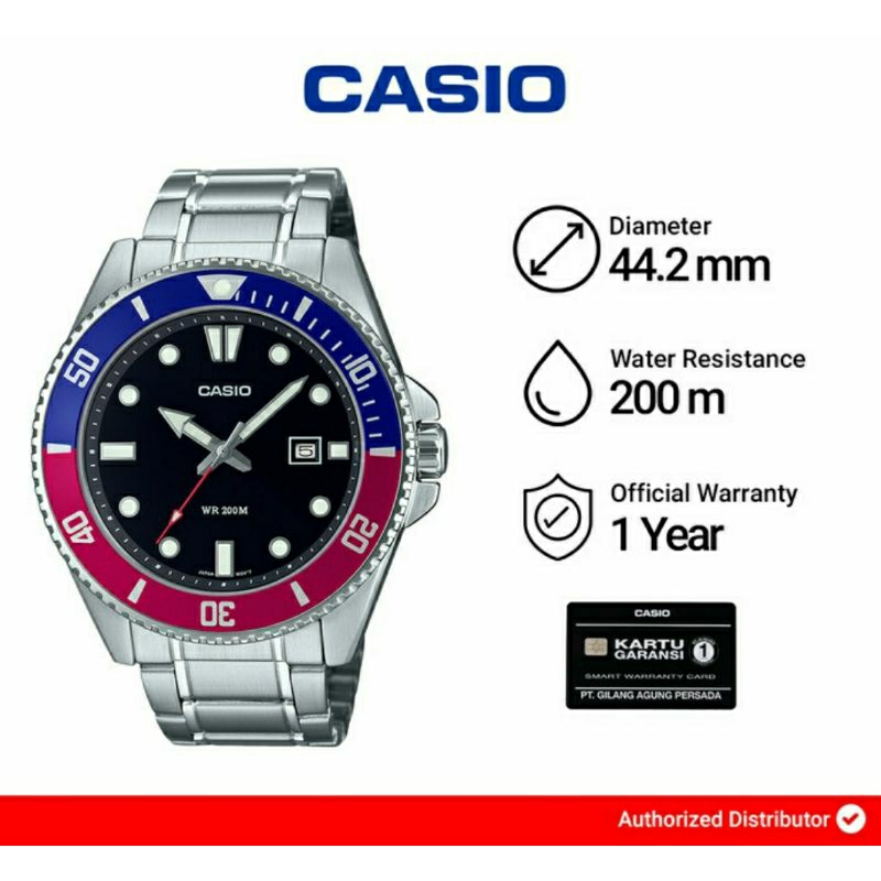 Jual JAM CASIO PRIA DIVER MARLIN DURO PEPSI MDV-107D-1A3 ORIGINAL ...