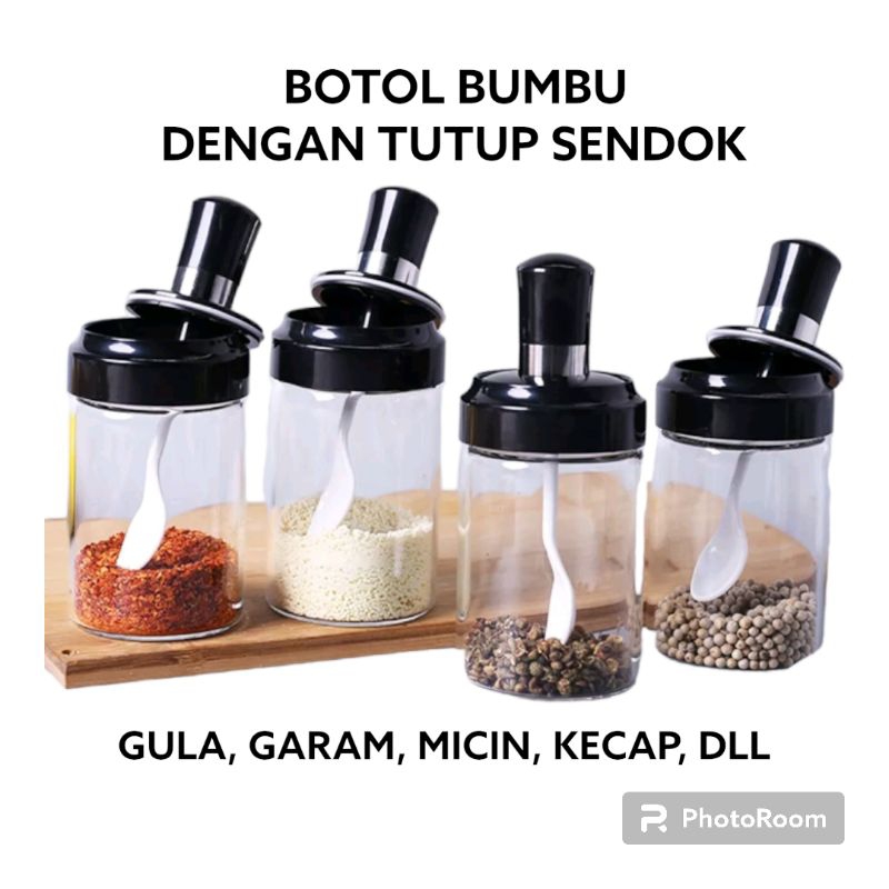 Jual BOTOL BUMBU KACA TOPLES DENGAN TUTUP SENDOK HADIAH SOUVENIR ...