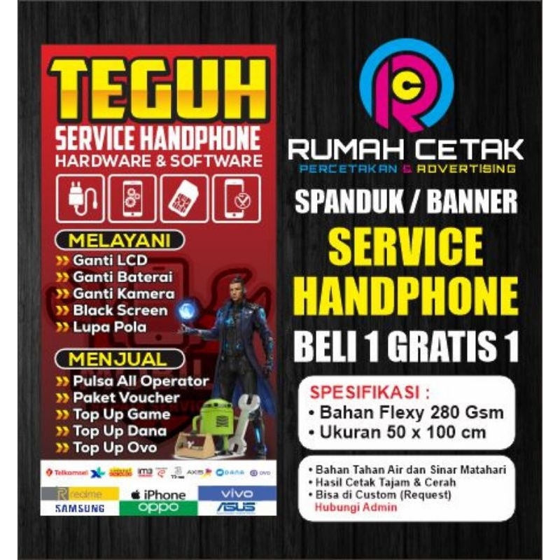 Jual spanduk servis hp | banner service handphone ukuran 50 x 100 cm ...