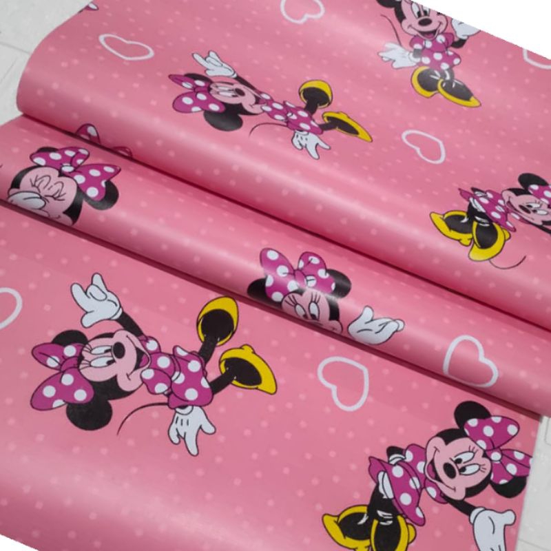 Jual Wallpaper Sticker Dinding Karakter MINNIE MOUSE PINK Dekorasi ...