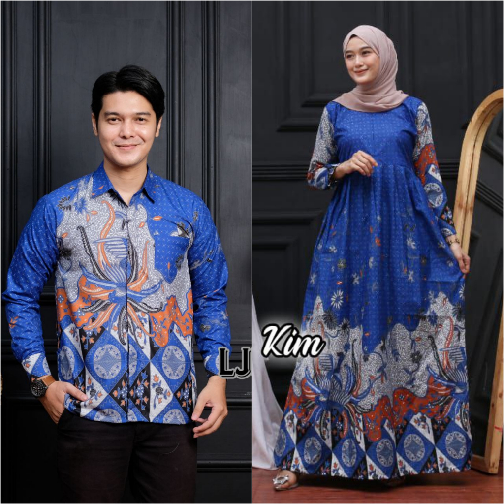 Jual batik Couple, hem batik dan dress batik Songket Gamis Ayam Biru ...