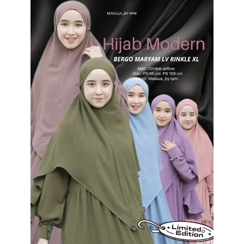 Jual BERGO V CRINKLE XL/HIJAB MARYAM XL/JILBAB CRINKLE XL/KERUDUNG ...