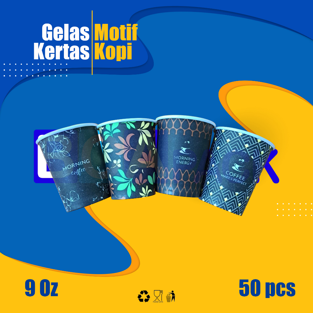 Jual Gelas Kertas 9 Oz Motif Kopi - Hot Paper Cup coffee 9oz - isi 50 pcs | Shopee Indonesia