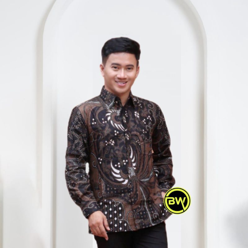 Jual Kemeja Batik Pria Lengan Panjang BATIK WAJI HRB026 Motif CICAK ...