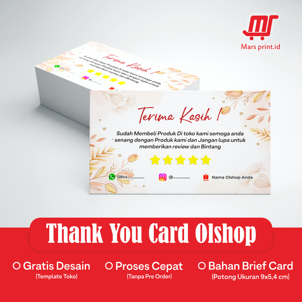 Jual Thank You Card Kartu Ucapan Online Shop Custom | Shopee Indonesia
