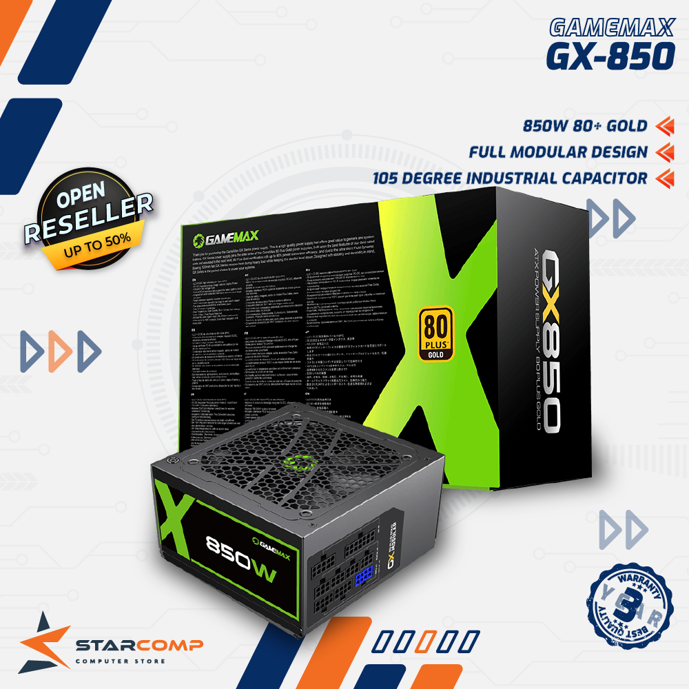 Jual GameMax GX-850 Modular 80+ Gold ATX Power Supply GX850 | Shopee Indonesia