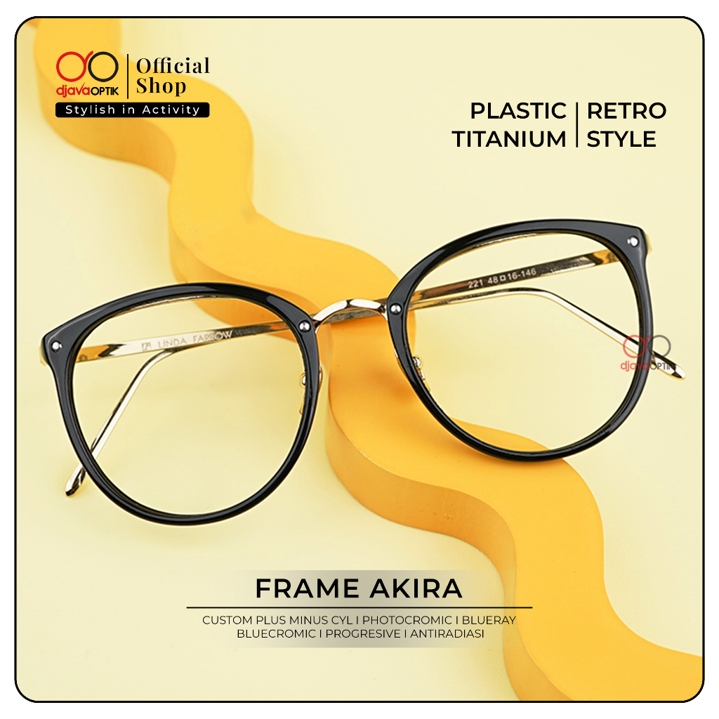Jual DJAVA OPTIK - Frame Akira - Kacamata Korea Semi Cat Eye Titanium ...