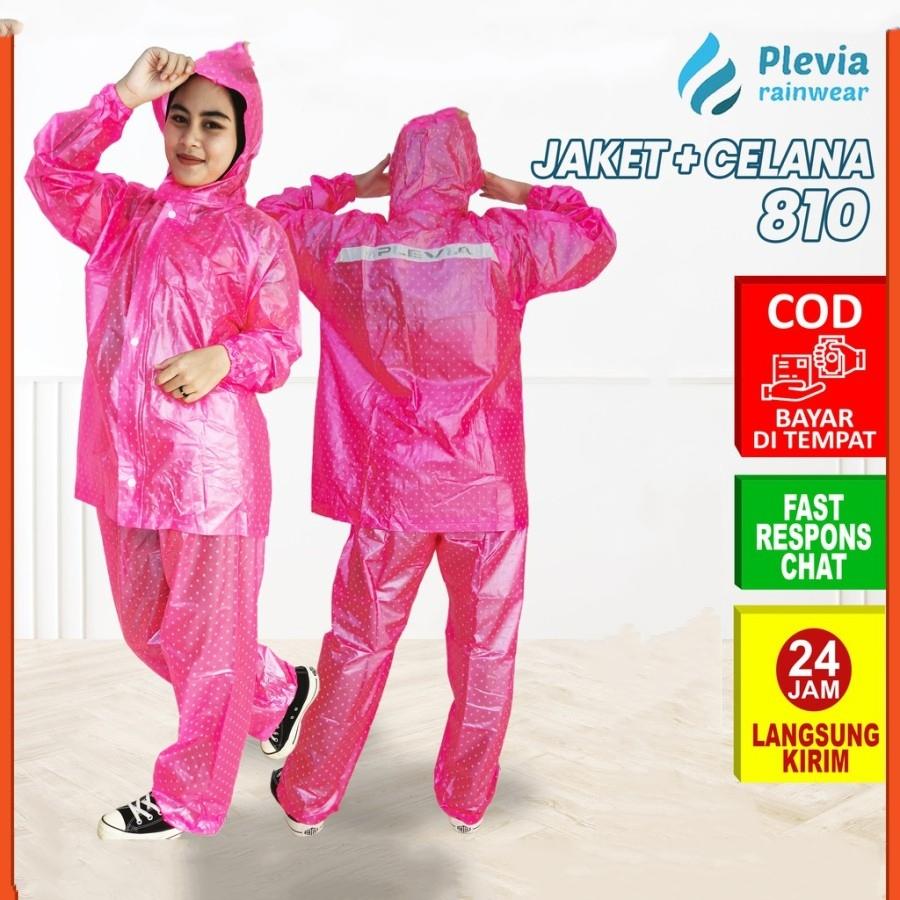 Jual Jas Hujan Plevia 810 Motif Polkadot Setelan Baju Jaket Celana ...