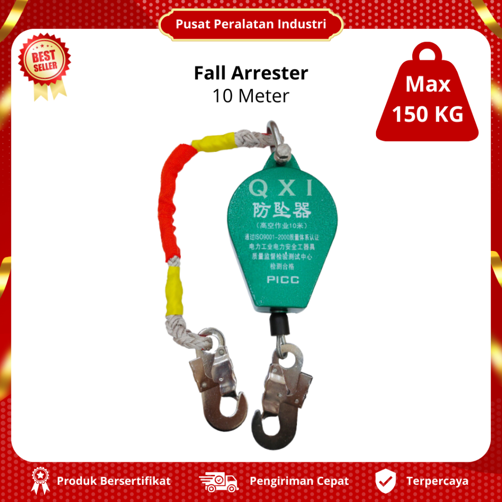 Jual Retractable Lifeline / Fall Arrester Safety Belt Body Harness 10 ...