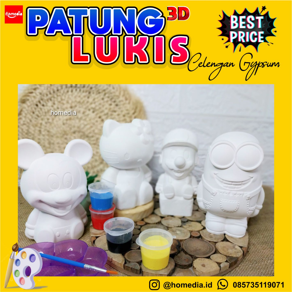 Jual Patung Lukis Celengan Gypsum 3D Patung Gypsum Mewarnai Mainan ...