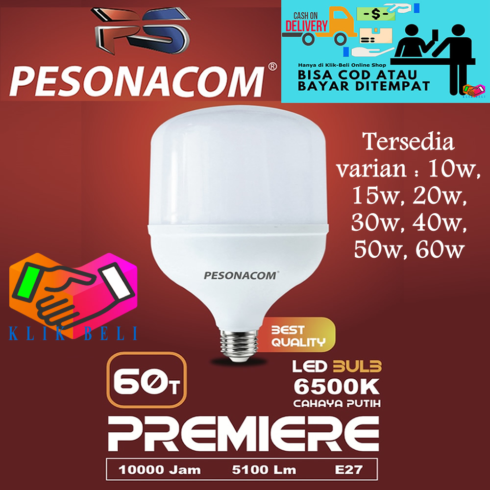 Jual Bohlam Pesonacom Premiere Lampu LED Jumbo Tabung SNI Rumah Kantor Terang Termurah 10W / 15W ...