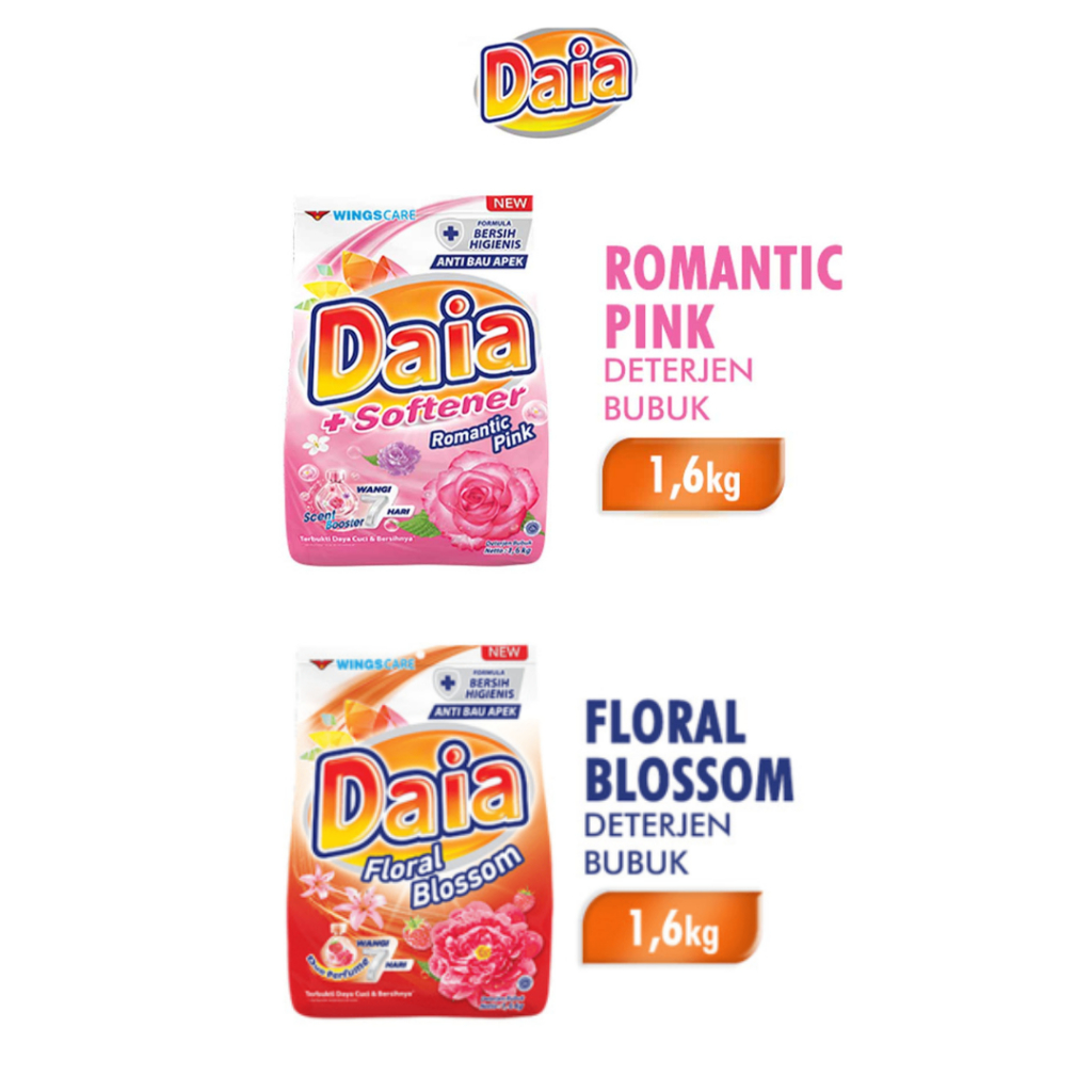 Jual Daia Deterjen + Softener Bubuk Romantic Pink , Floral Blossom 1,6 Kg | Shopee Indonesia