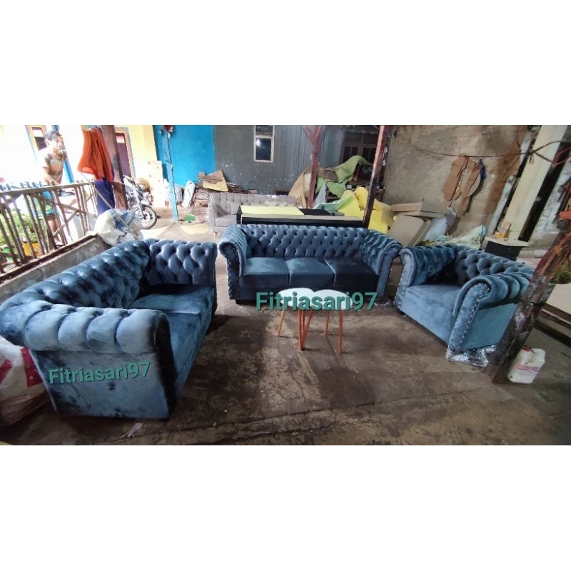 Jual Sofa Kancing / Sofa Chesterfield / Sofa kancing 321 | Shopee Indonesia
