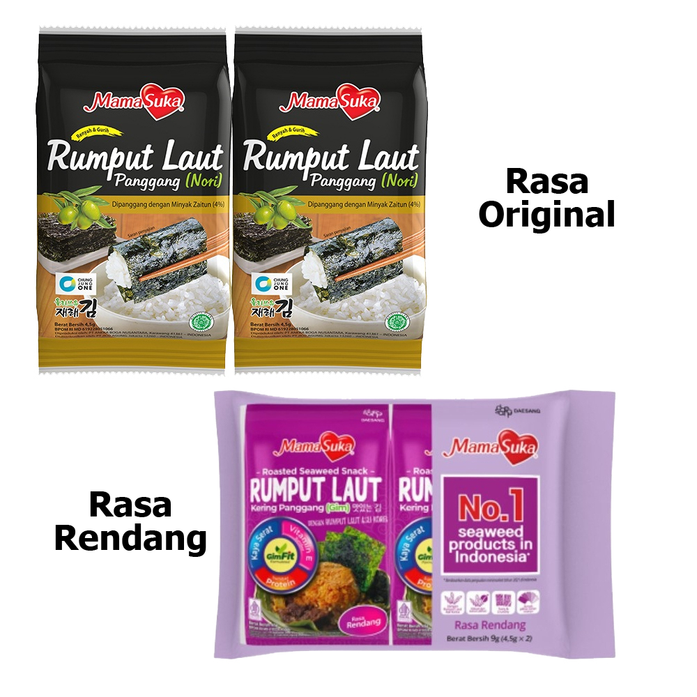 Jual MAMASUKA RUMPUT LAUT PANGGANG (NORI) RASA ORIGINAL / RENDANG PCK ...