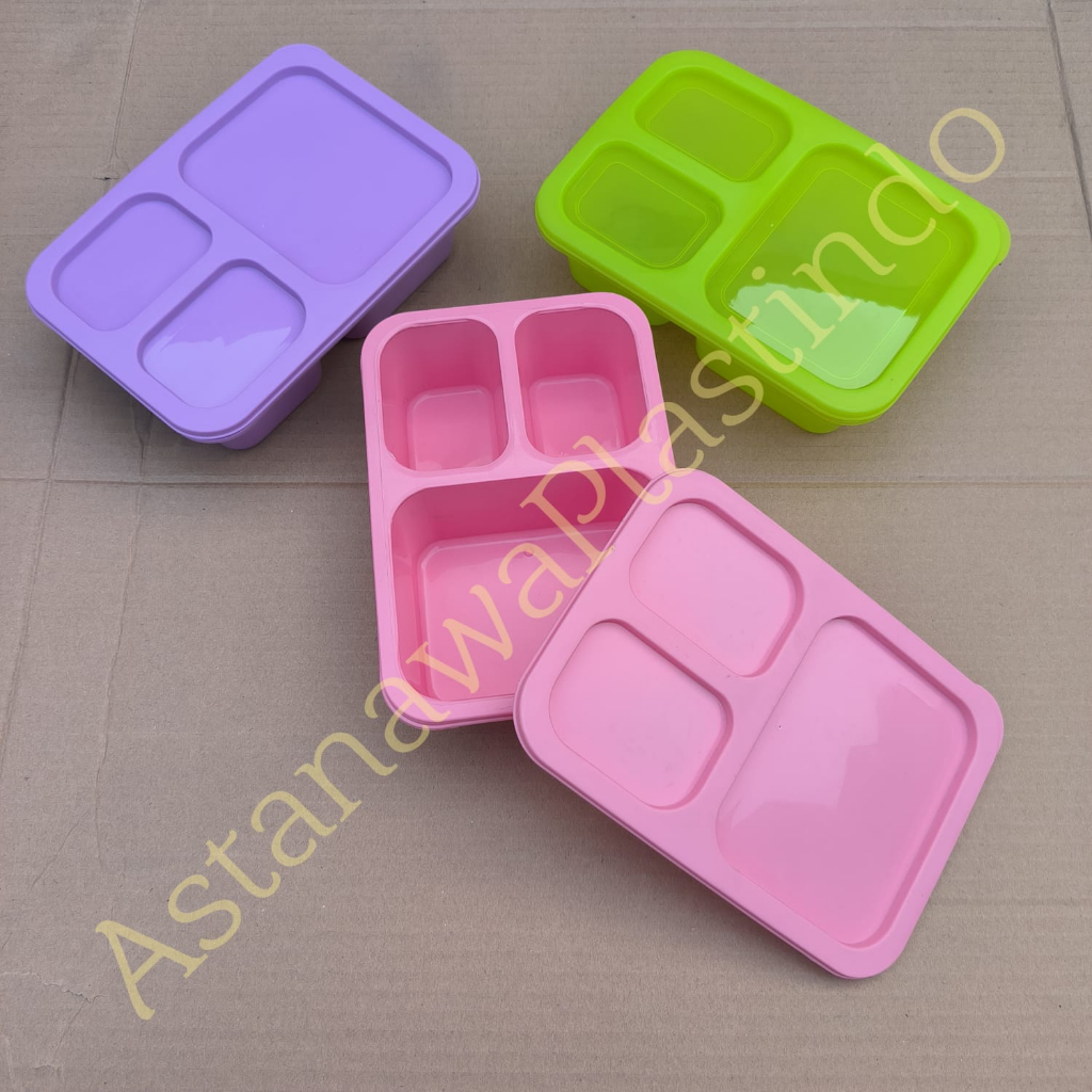Jual Lunchbox sekat 3 kotak bekal plastik wuyi tempat nasi wadah ...