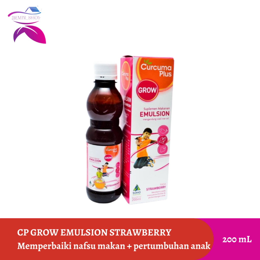 Jual Curcuma Plus Grow Emulsion Rasa Strawberry Sirup 200 ml | Shopee ...