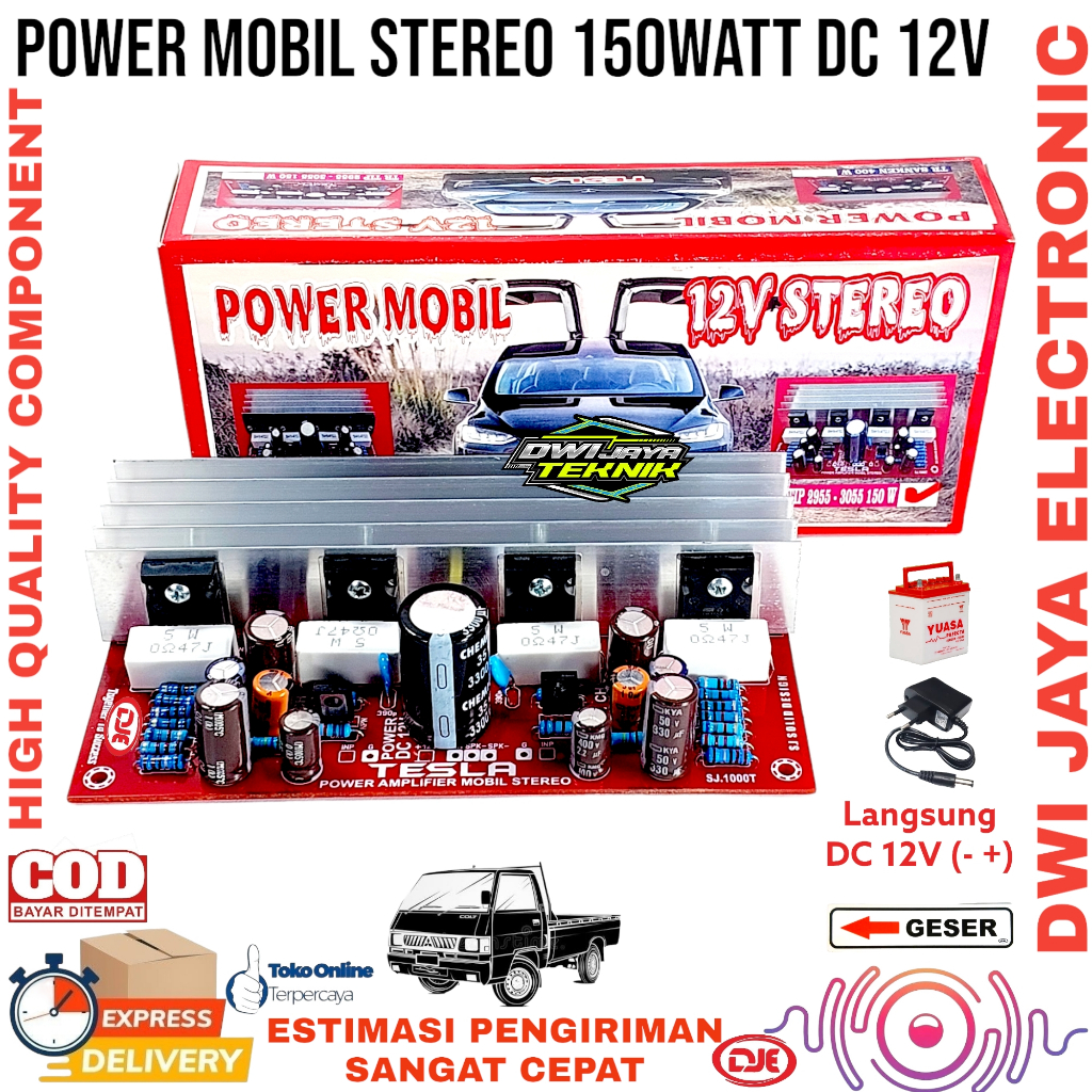 Jual Kit Power Amplifier Mobil DC 12VOLT Stereo 150 watt Final Toshiba ...
