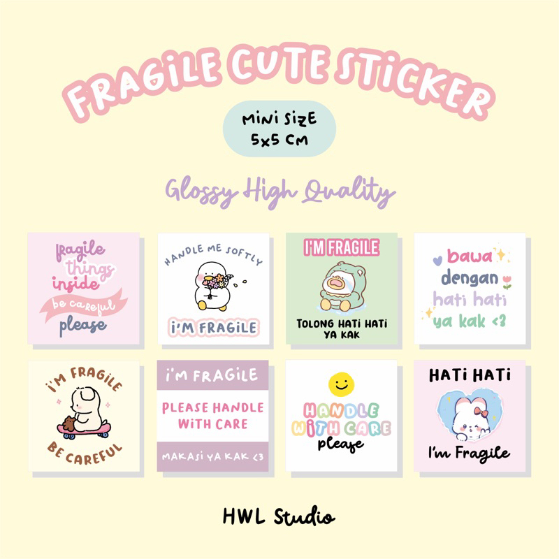 Jual HWL STUDIO - MINI CUTE FRAGILE STICKER - stiker fragile - cute ...