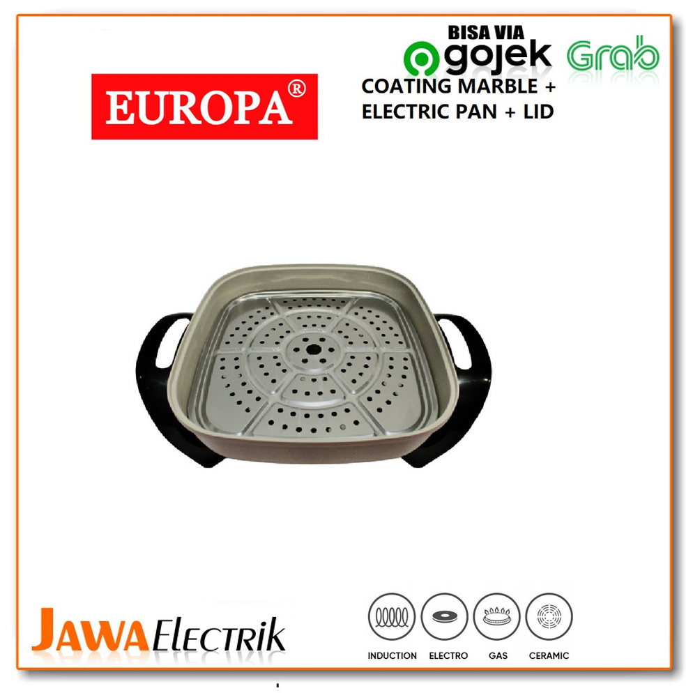 Jual EUROPA ELECTRIC SQUARE PAN + STEAMER + LID ukuran 30 CM 5 Liter ...